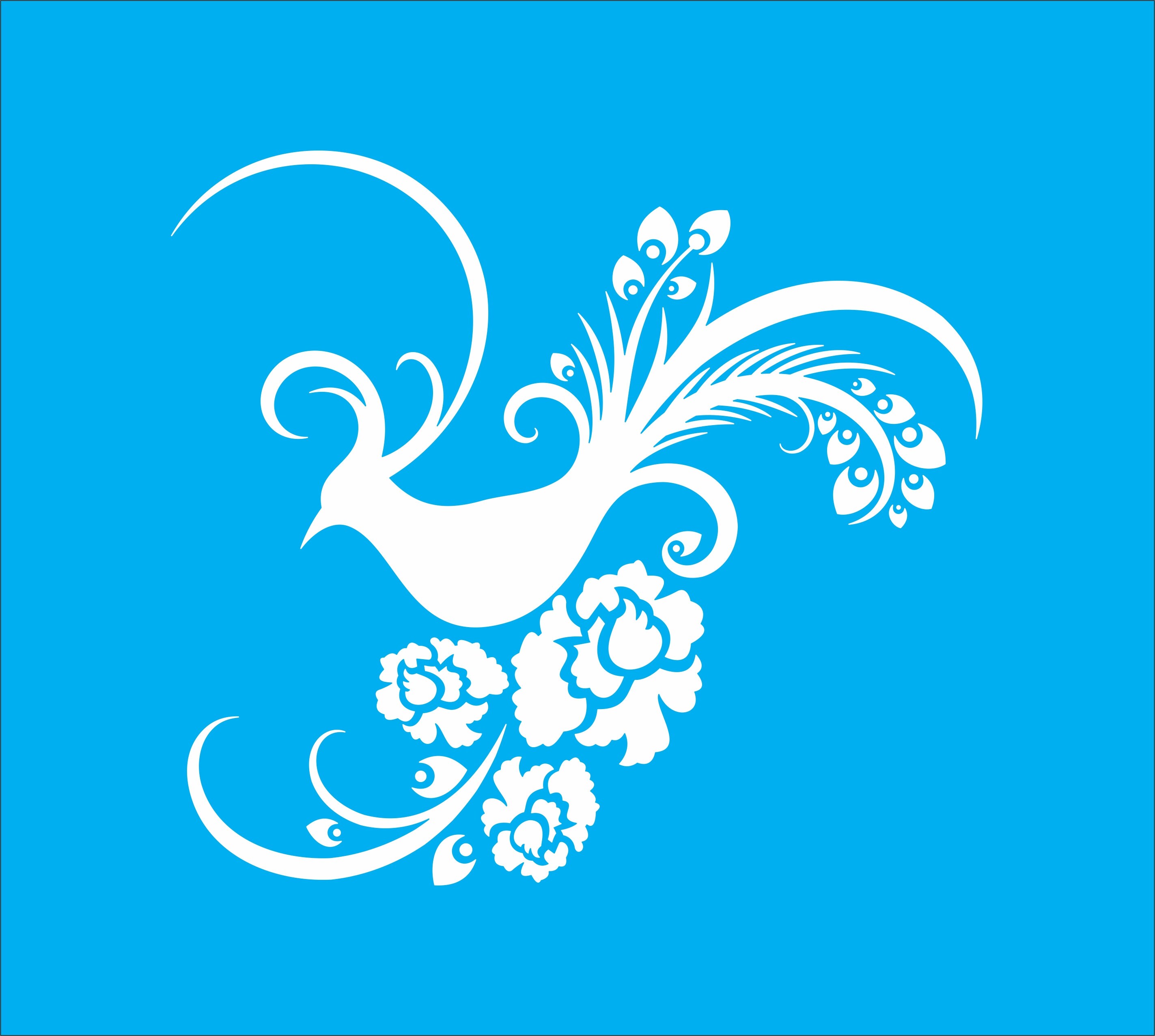 Bird with flowers stencil - reuseable stencil - bird flourish stencil ...