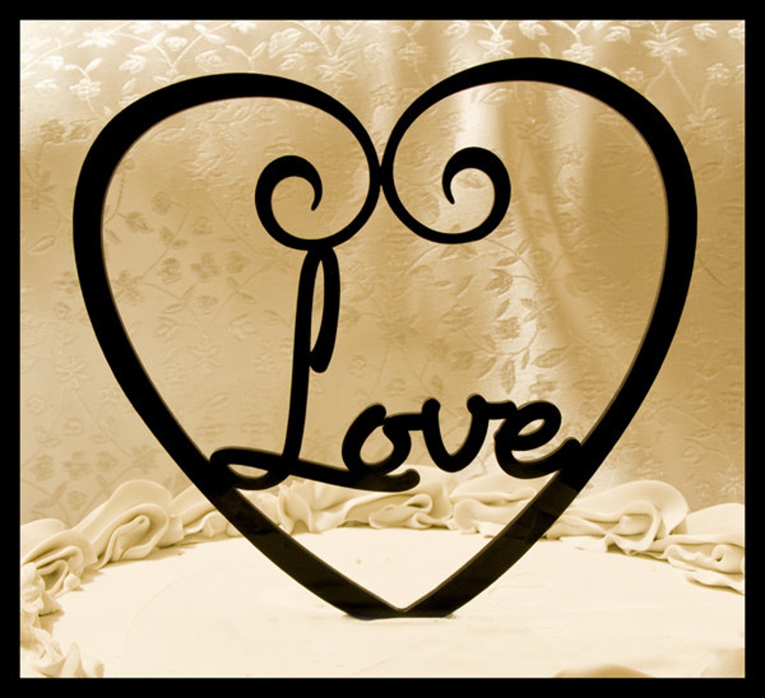 Love and Heart Wedding Cake Topper - LOVE Inside Heart Cake Topper ...