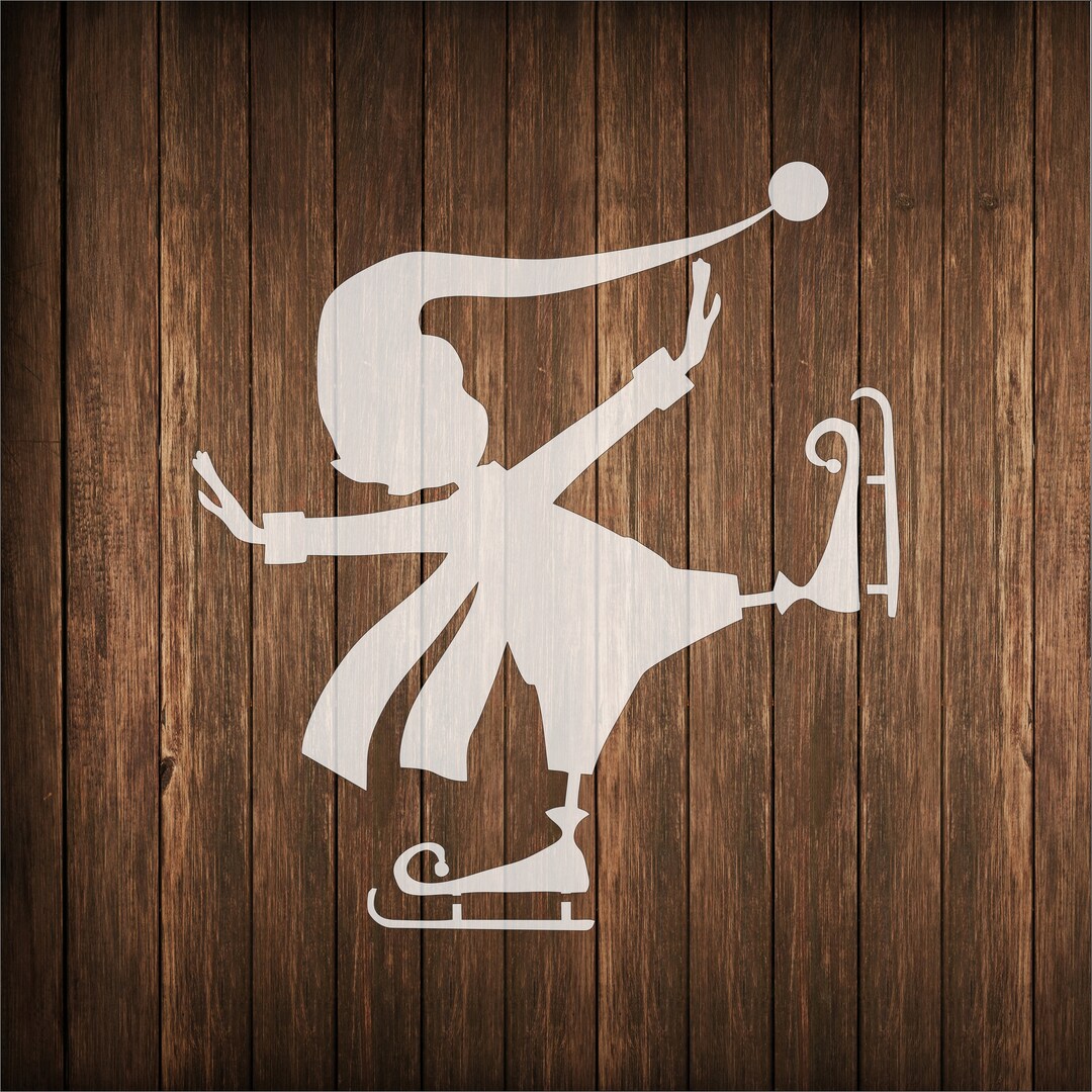 Christmas Elf Ice Skating Stencil, Christmas Elf Stencil, Ice Skating ...