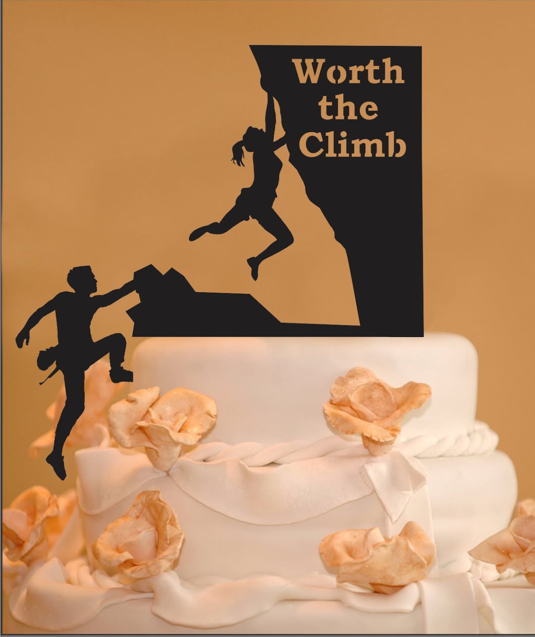 Wedding Cake Topper Rock Climbing Couple Worth the Climb Cake Topper ...