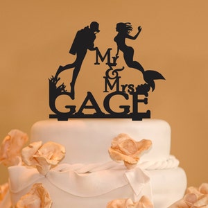 Personalized Scuba Diver and Mermaid Wedding Cake Topper - Etsy Canada