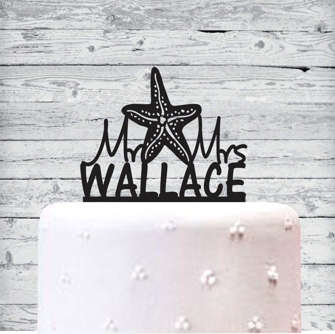Starfish Wedding Cake Topper, Personalized Wedding Cake Topper With ...