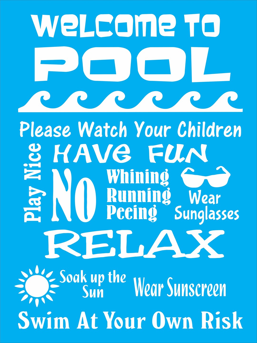 Welcome to the Pool Stencil - Pool Stencil - Reuseable Stencil - Sign ...