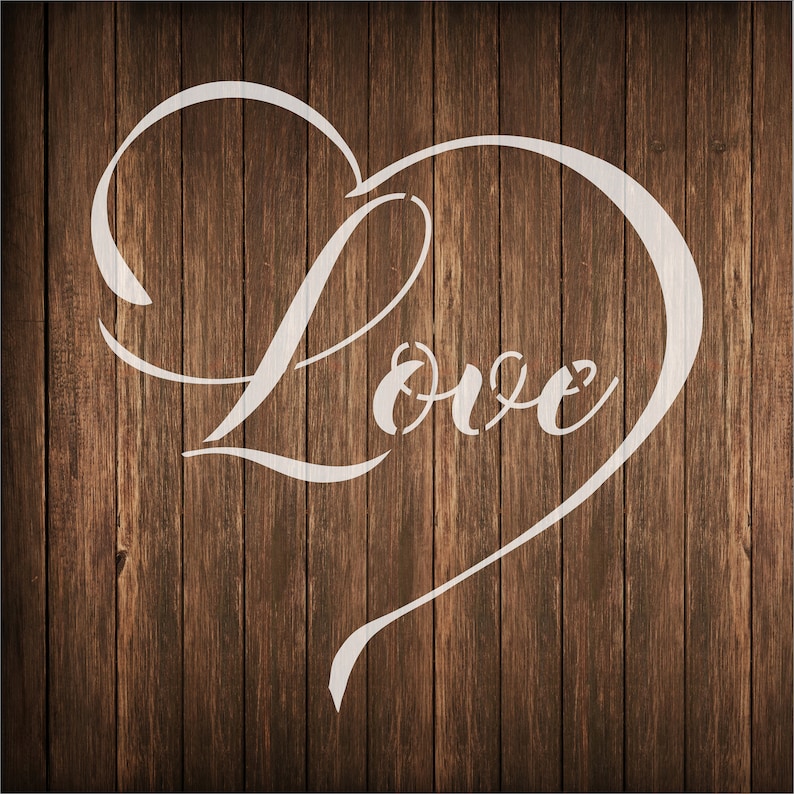 Love Inside Heart Stencil for Wood Signs, the Word Love With Heart ...