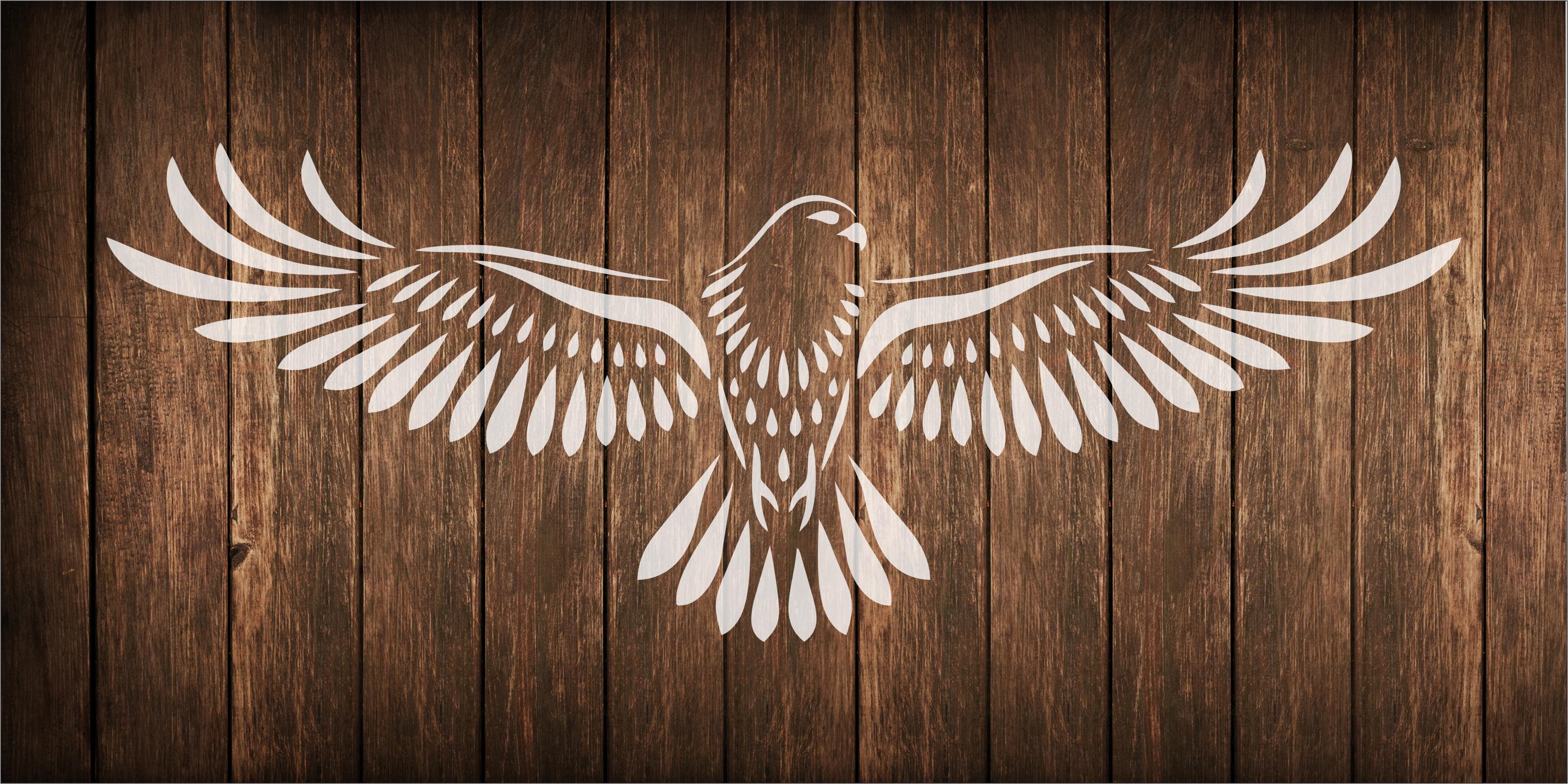 Hawk With Turned Head in Flight Stencil, Flying Bird Stencil - Eagle ...