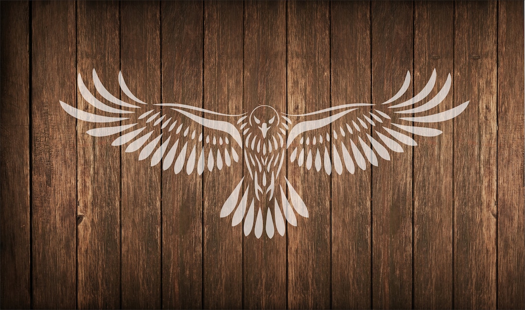 Hawk in Flight Stencil, Flying Bird Stencil - Eagle, Hawk, Raptor ...