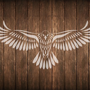 Hawk in Flight Stencil, Flying Bird Stencil - Eagle, Hawk, Raptor ...