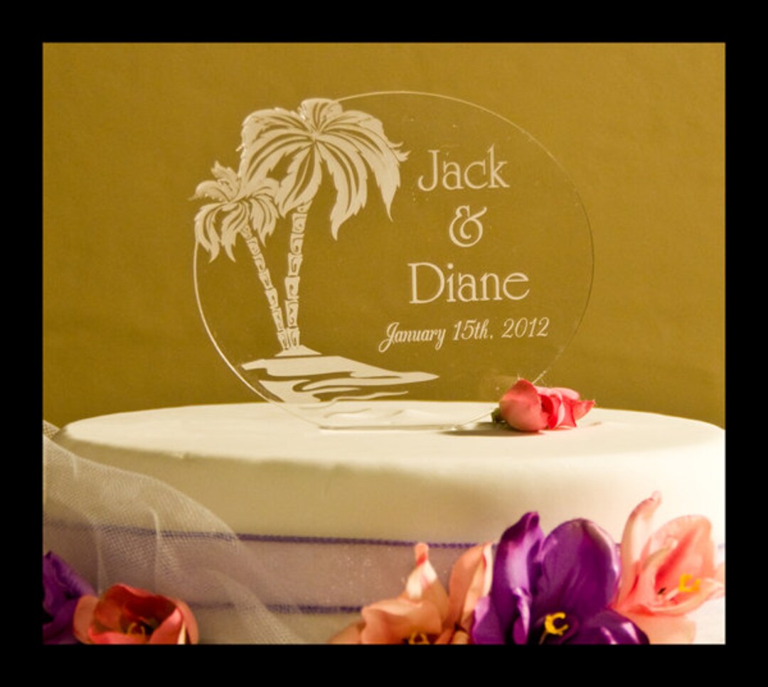 Palm Tree Wedding Cake Topper - Beach Wedding Cake Topper - Wedding ...