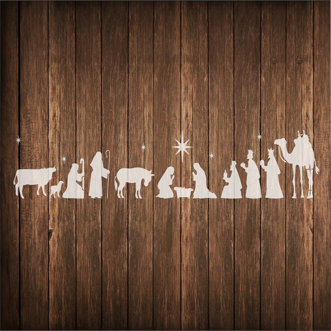 Christmas Stencil - Nativity Scene Stencil - Nativity Stencil ...