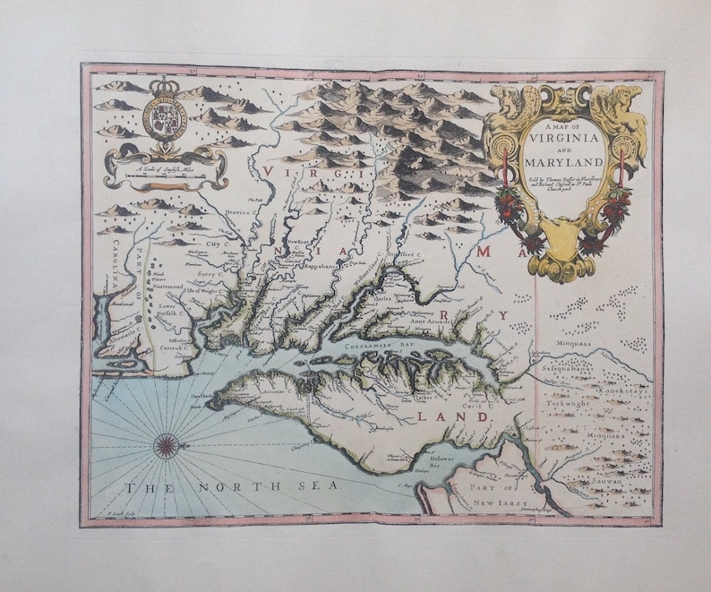 1626 Virginia and Maryland Map - Etsy