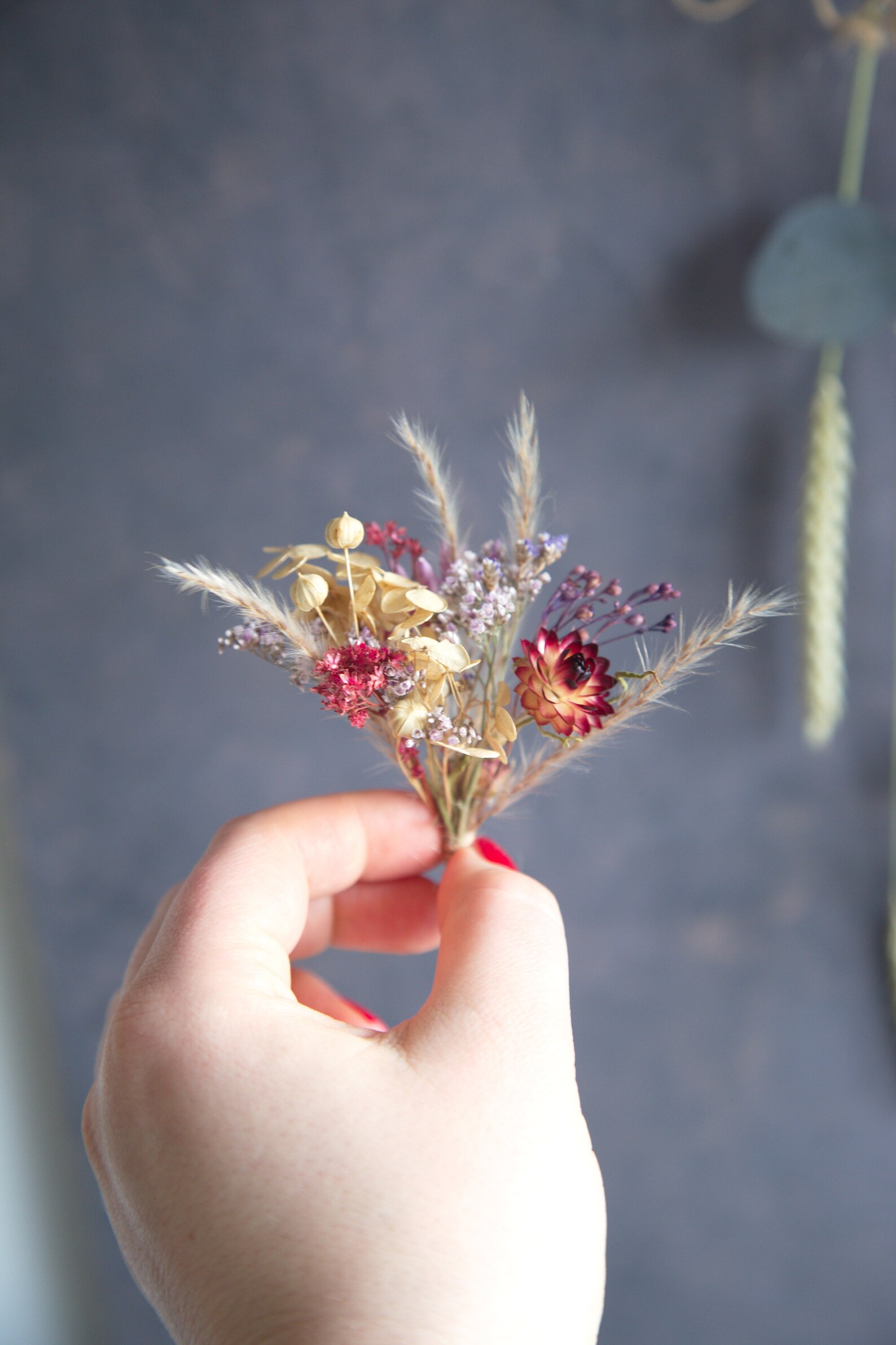 Miniature 1:12 Scale Dollhouse Flowers Bouquet Natural Dry Flowers 5cm ...
