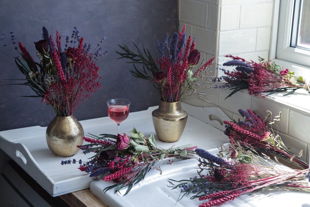 Dried Table Flowers Dark Red and Green Boho Cottage Rustic Wedding ...