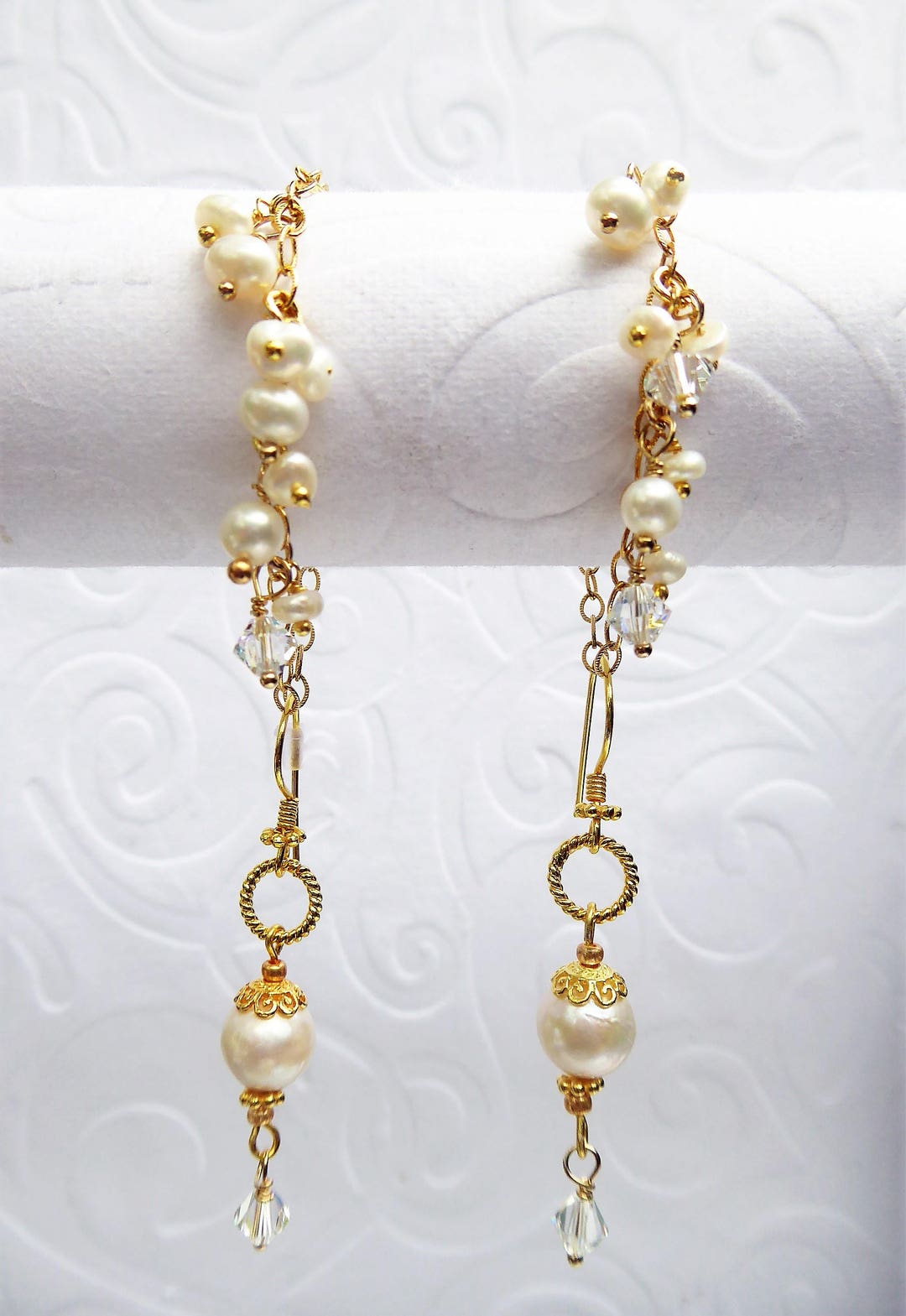 Bridal Mati: 18k Gold Filled Earring and Earchain With Freshwater ...