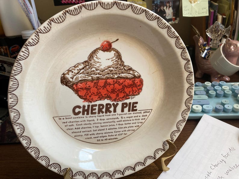 Vintage Collectible Recipe Cherry Pie Plate - Etsy