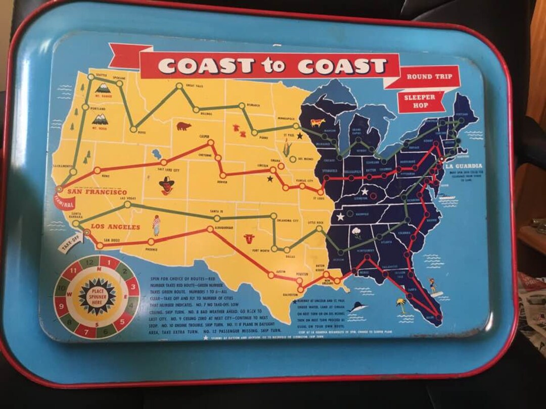 Vintage Double-sided Tray: Uncle Pete / Coast to Coast Game - Etsy