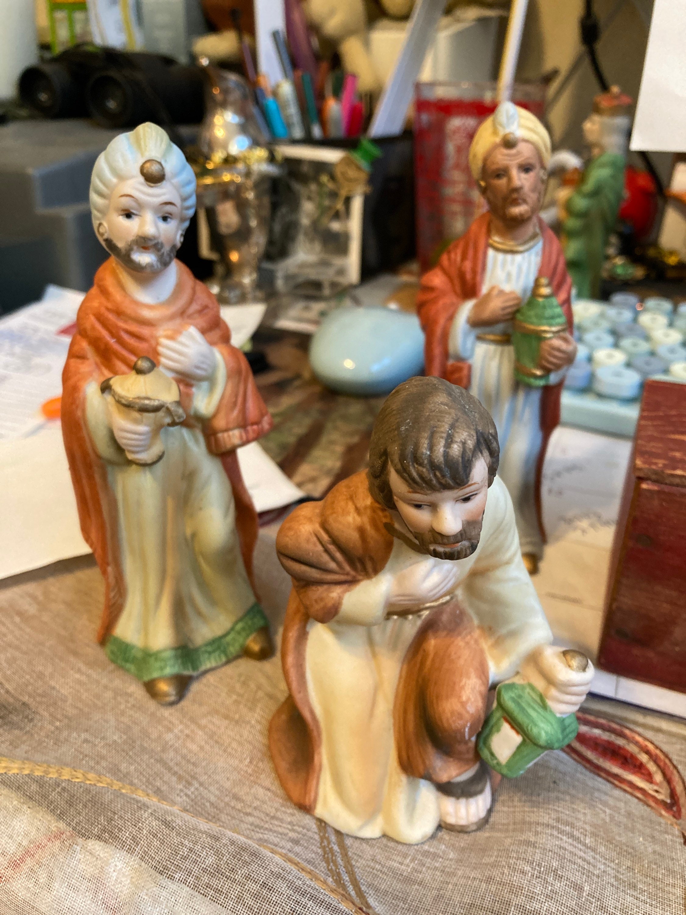 Vintage Ceramic Manger Figures Set of Ten - Etsy