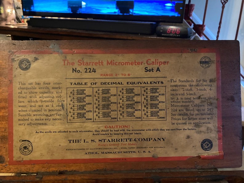 Starrett Micrometer Caliper 224 Set A - Etsy