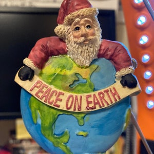 Santa Holding the Earth Christmas Ornament Peace on Earth - Etsy