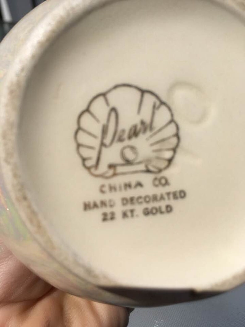 Pearl China Iridescent Vase: 22 KT Gold Hand Decorated Double Handled ...