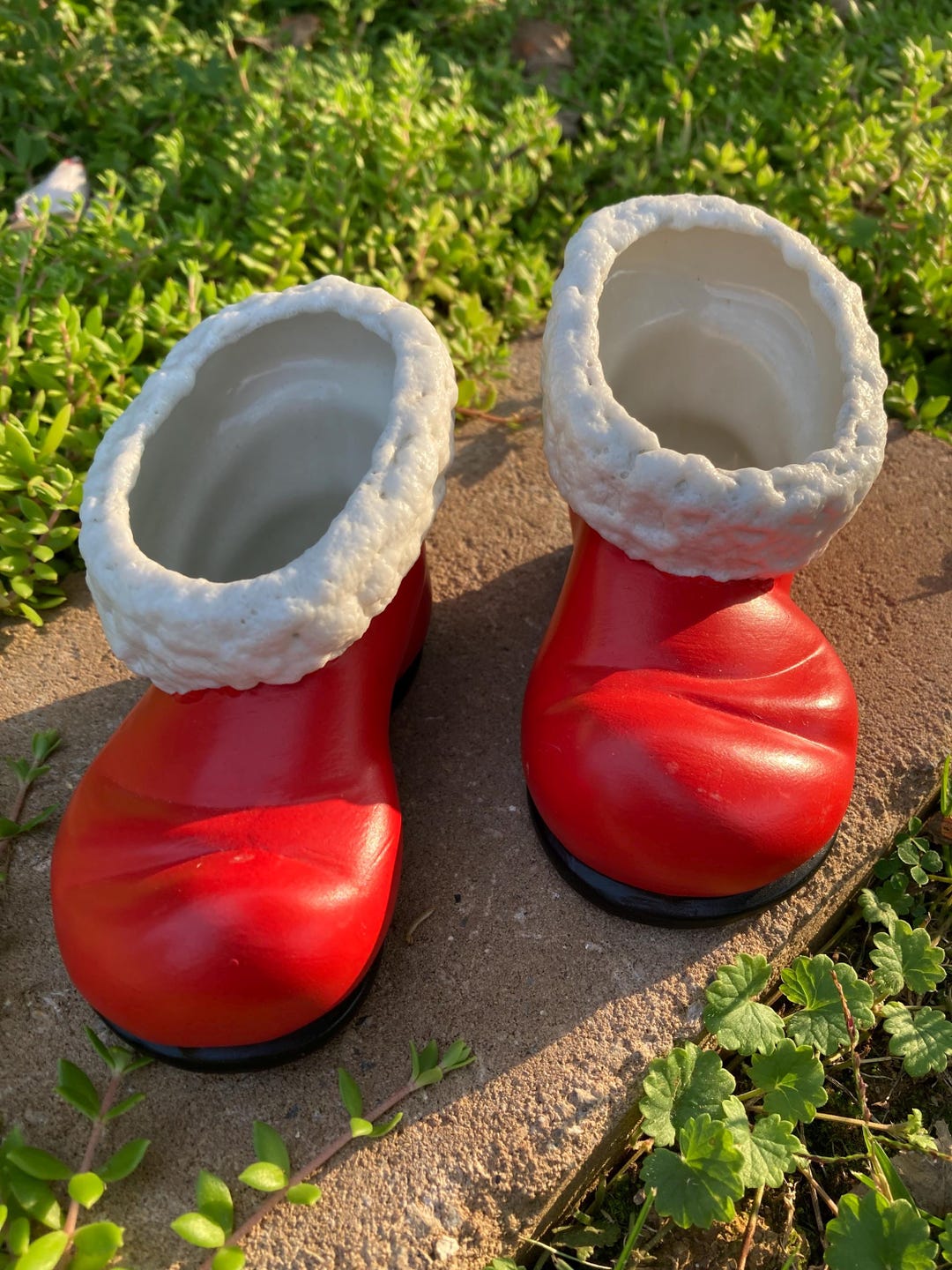 Ceramic Santa Boots Candle Holders Like New by Artist E. Gross - Etsy