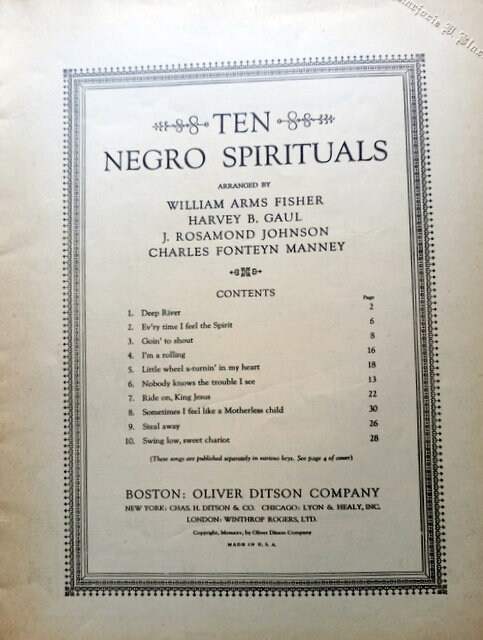 Original Vintage Sheet Music 1925 Ten Negro Spirituals in Song Form ...