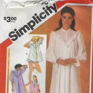 Simplicity 5738 Misses' Nightgown in Two Lengths and Baby Doll Size (10 ...