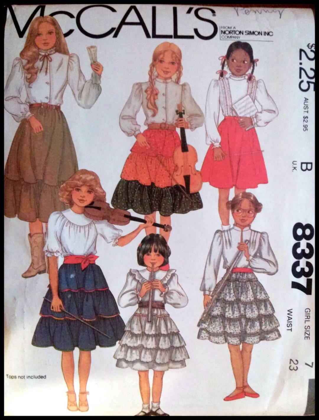 Mccall's 8337 Girls' Skirts Size 7 Waist 23" UNCUT - Etsy