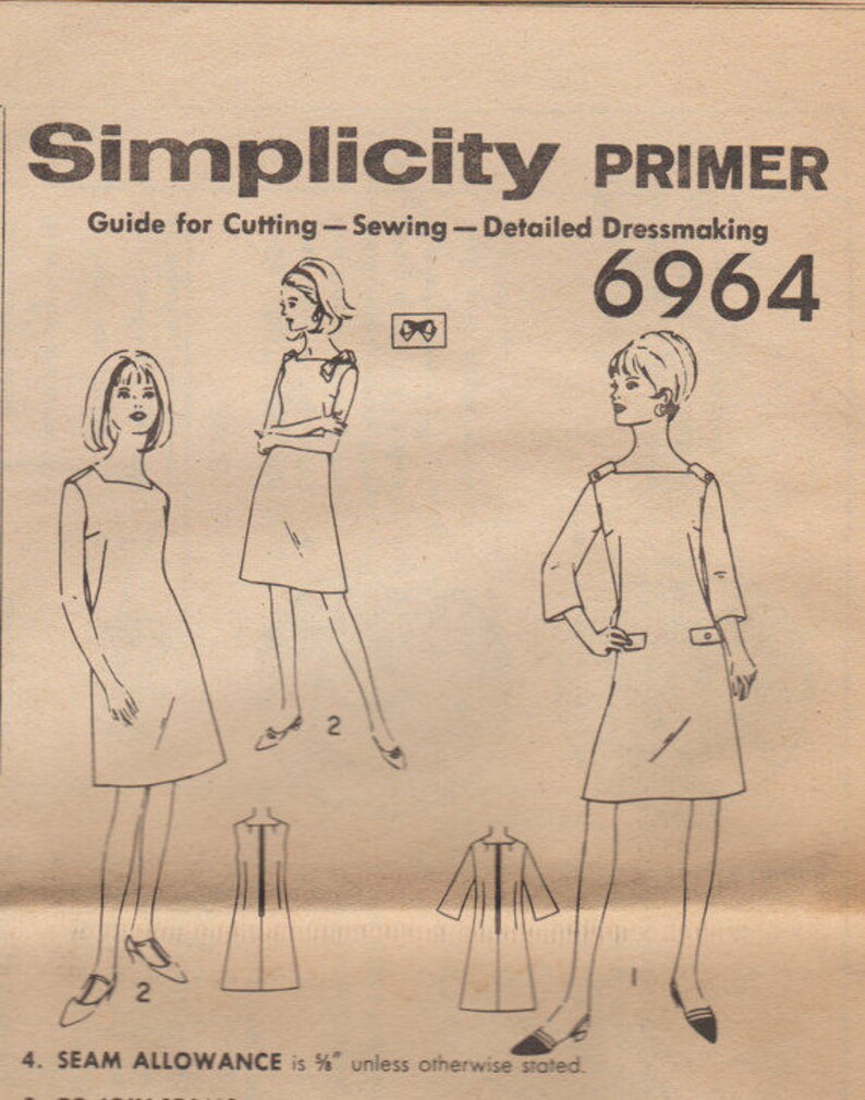 Simplicity 6964 Misses' One-piece jiffy Dress | Etsy