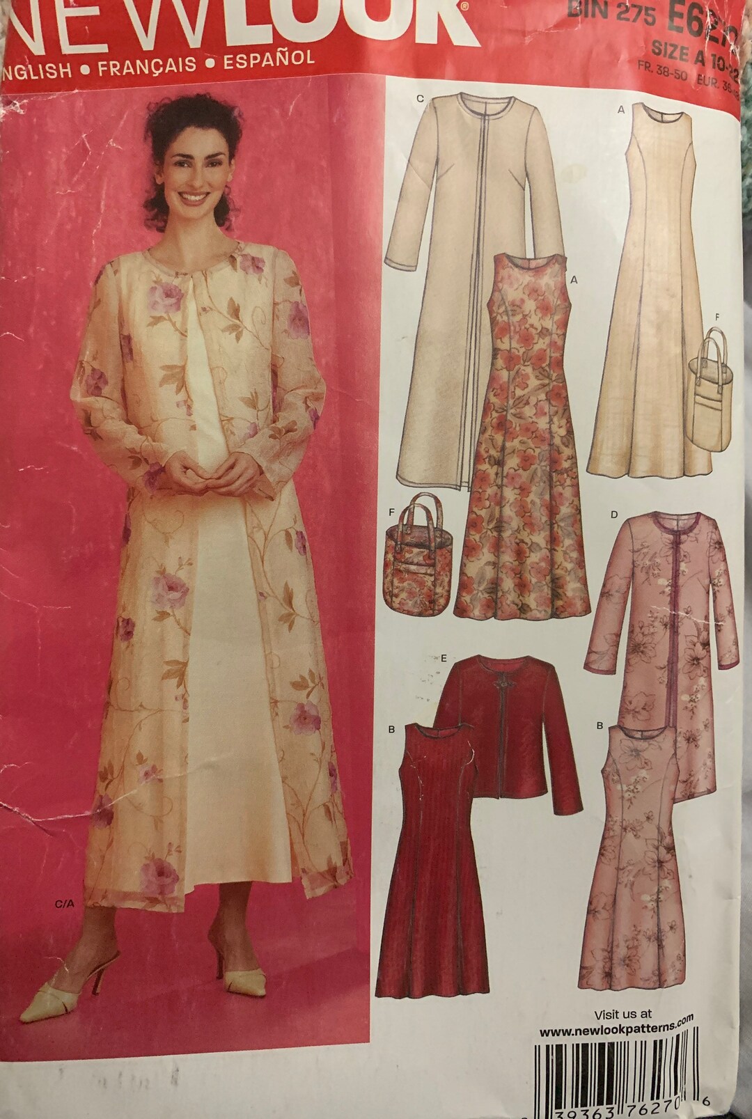 New Look Pattern 6270 Misses’ Jacket, Dress in Two Lengths and Bag Size ...