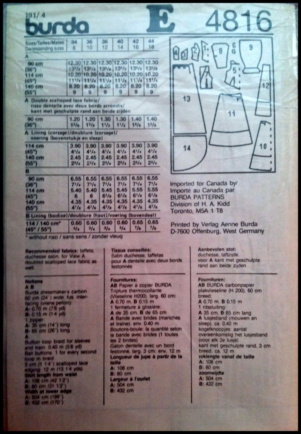 Burda 4816 Misses' Bridal Gown With Detachable Train and Bridesmaid ...