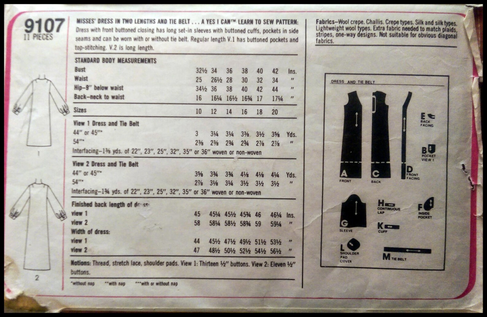 Simplicity 9107 Misses' Dress in Two Lengths and Tie Belt | Etsy