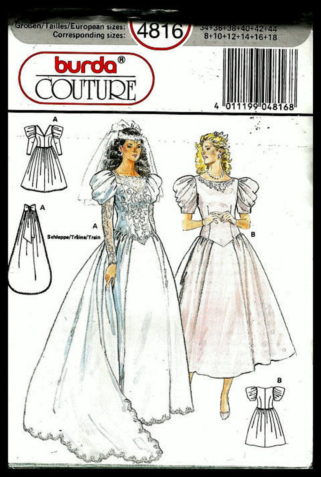 Burda 4816 Misses' Bridal Gown With Detachable Train and Bridesmaid ...