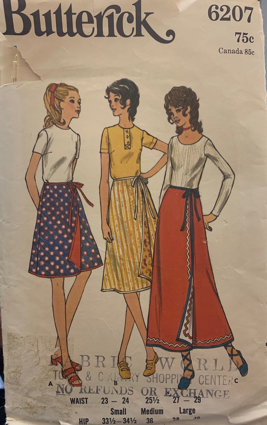 Butterick 6207 Misses Reversible Skirt. Waist 25.5 - Etsy
