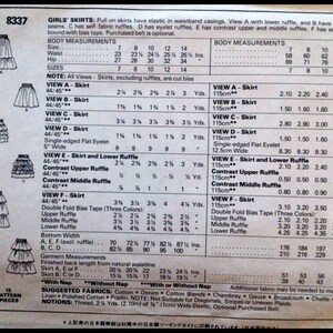 Mccall's 8337 Girls' Skirts Size 7 Waist 23 UNCUT - Etsy