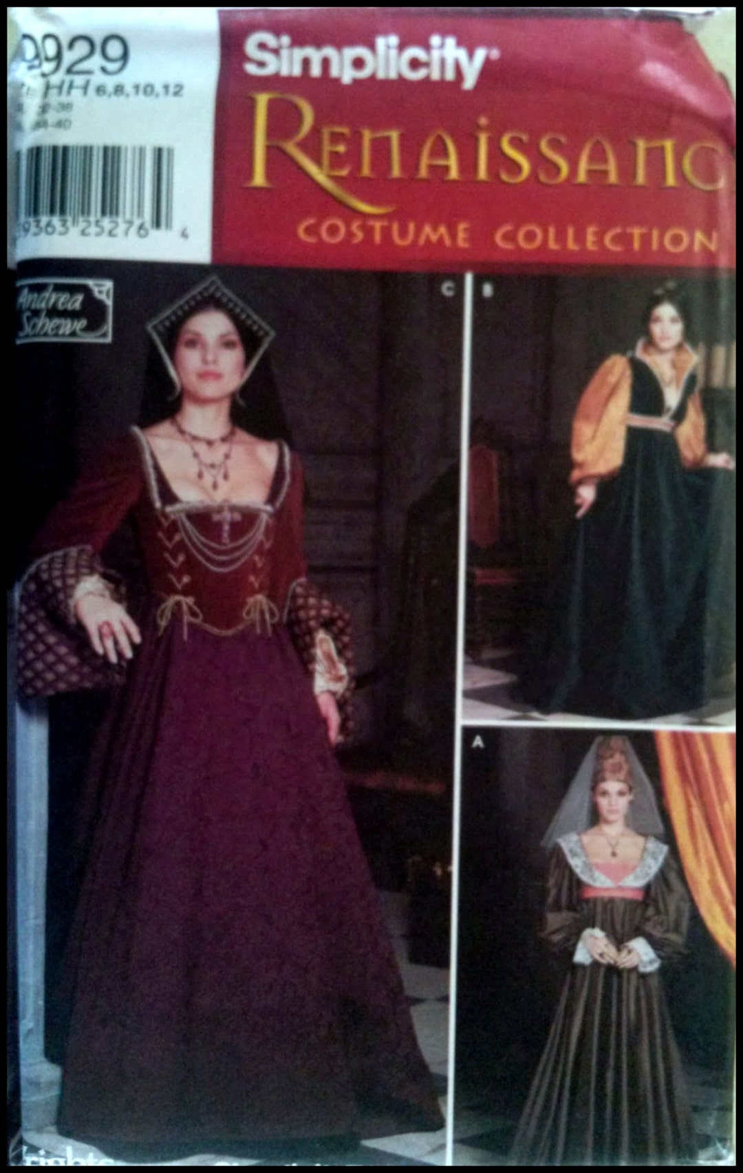 Simplicity 9929 Renaissance Costume Size (6-12) UNCUT - Etsy