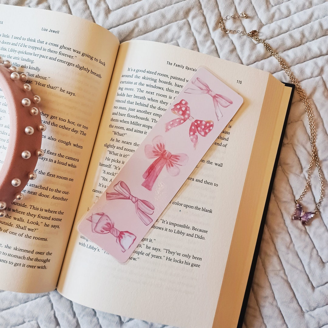 Pink Bow Bookmark Book Accessories Reader Gift Coquette - Etsy