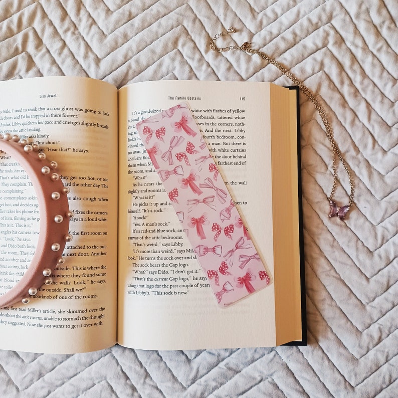 Pink Bow Bookmark Book Accessories Reader Gift Coquette - Etsy