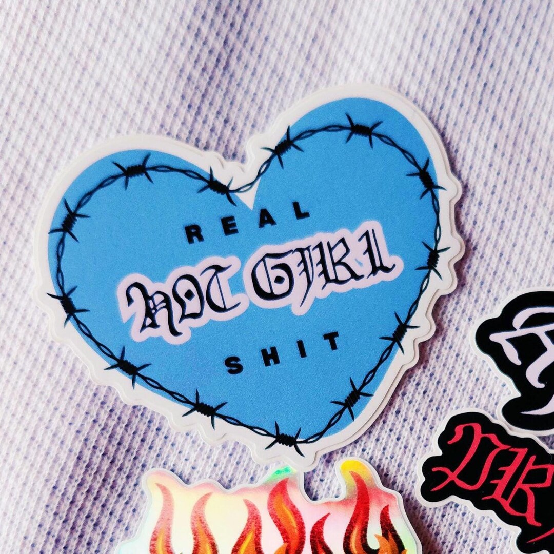 Hot Girl Sticker - Y2K Girly Rock Heart Matte Decal - Etsy