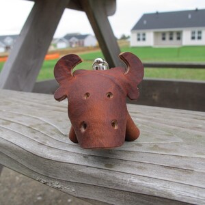 Leather Cow Bull Keychain Bag Fob Charm Animal Key-chain Brown - Etsy