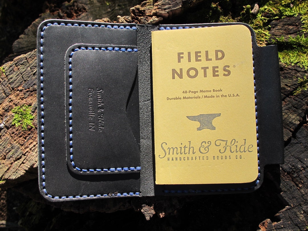 Handmade Asher Deluxe Leather Field Notes Notebook Case - Black Bridle ...