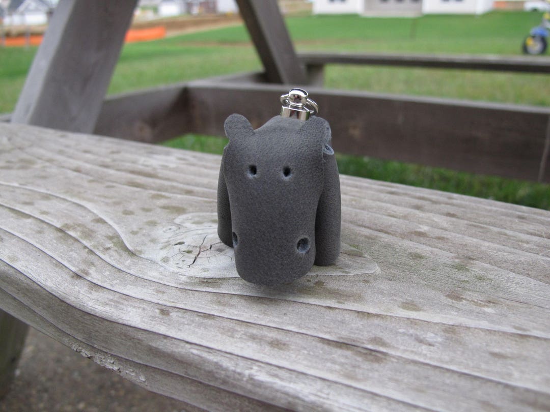 Leather Hippo Keychain Bag Fob Charm Animal Key-chain- Horween Gray - Etsy