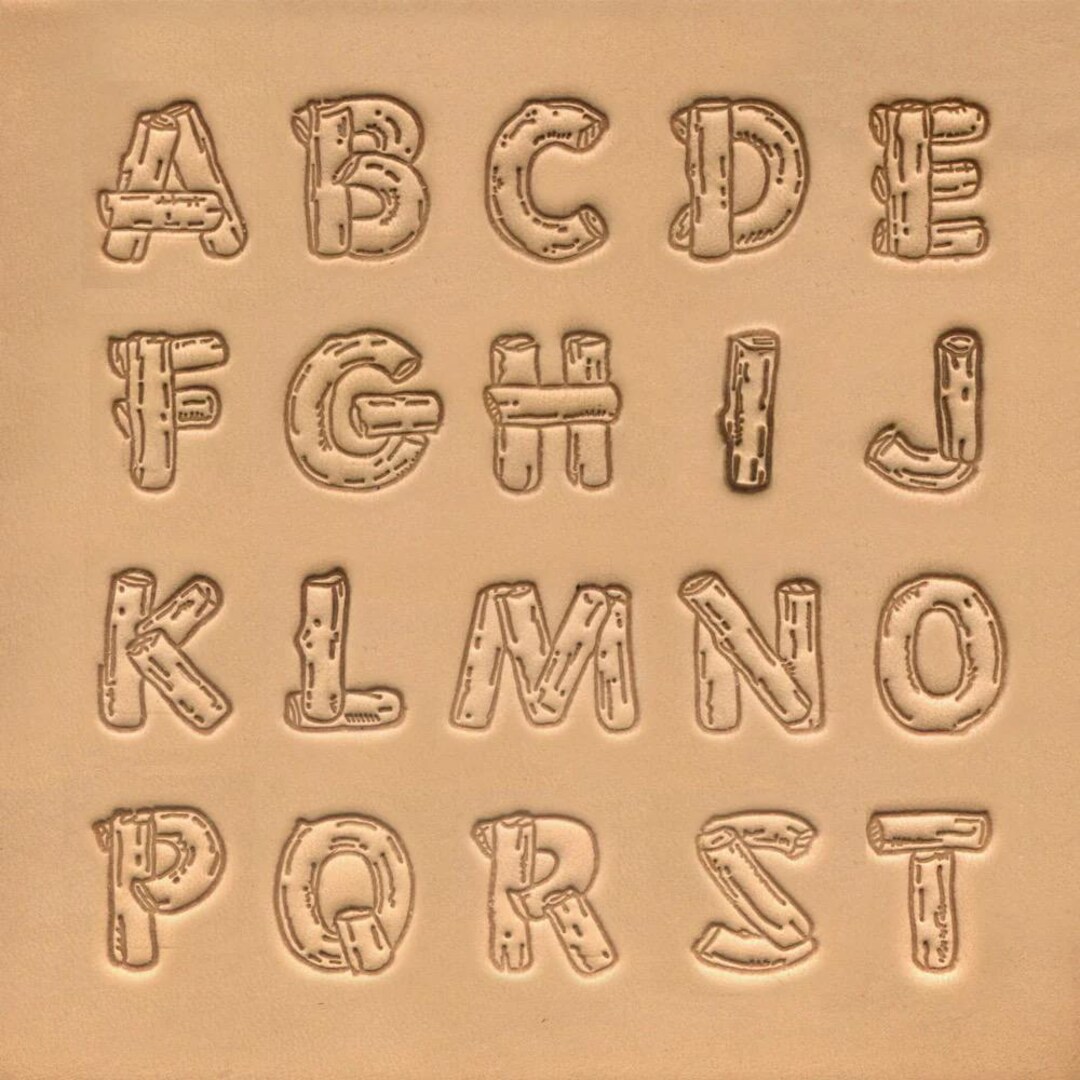 3/4" Log Cabin Wood Grain Log Style Letters Alphabet Leather Stamp Set ...