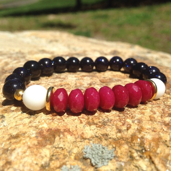 Items similar to The Betsy Bracelet - Red Ruby Jade, White Quartz ...
