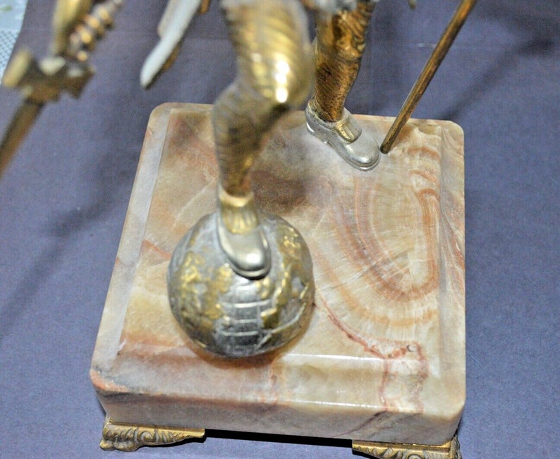 Bronzed Rare Conquistador Statue, Hand-made, Foot on Globe, Sword ...