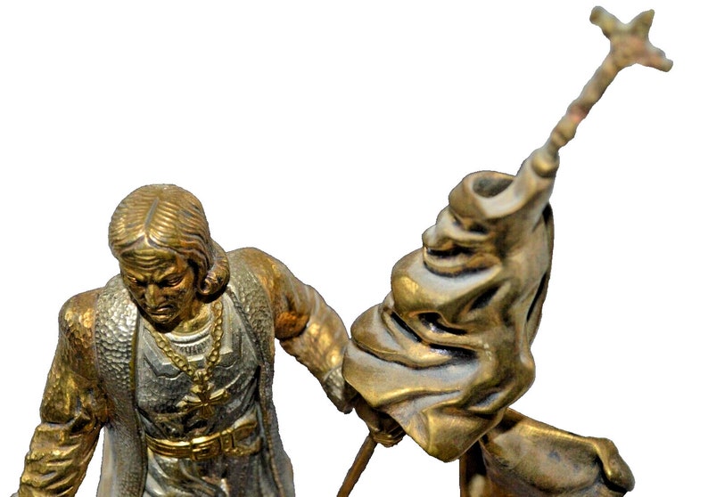 Bronzed Rare Conquistador Statue, Hand-made, Foot on Globe, Sword ...