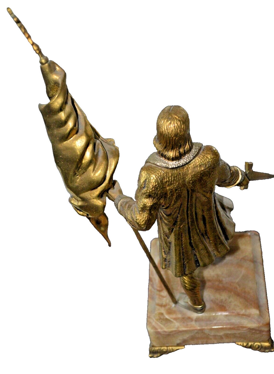 Bronzed Rare Conquistador Statue, Hand-made, Foot on Globe, Sword ...