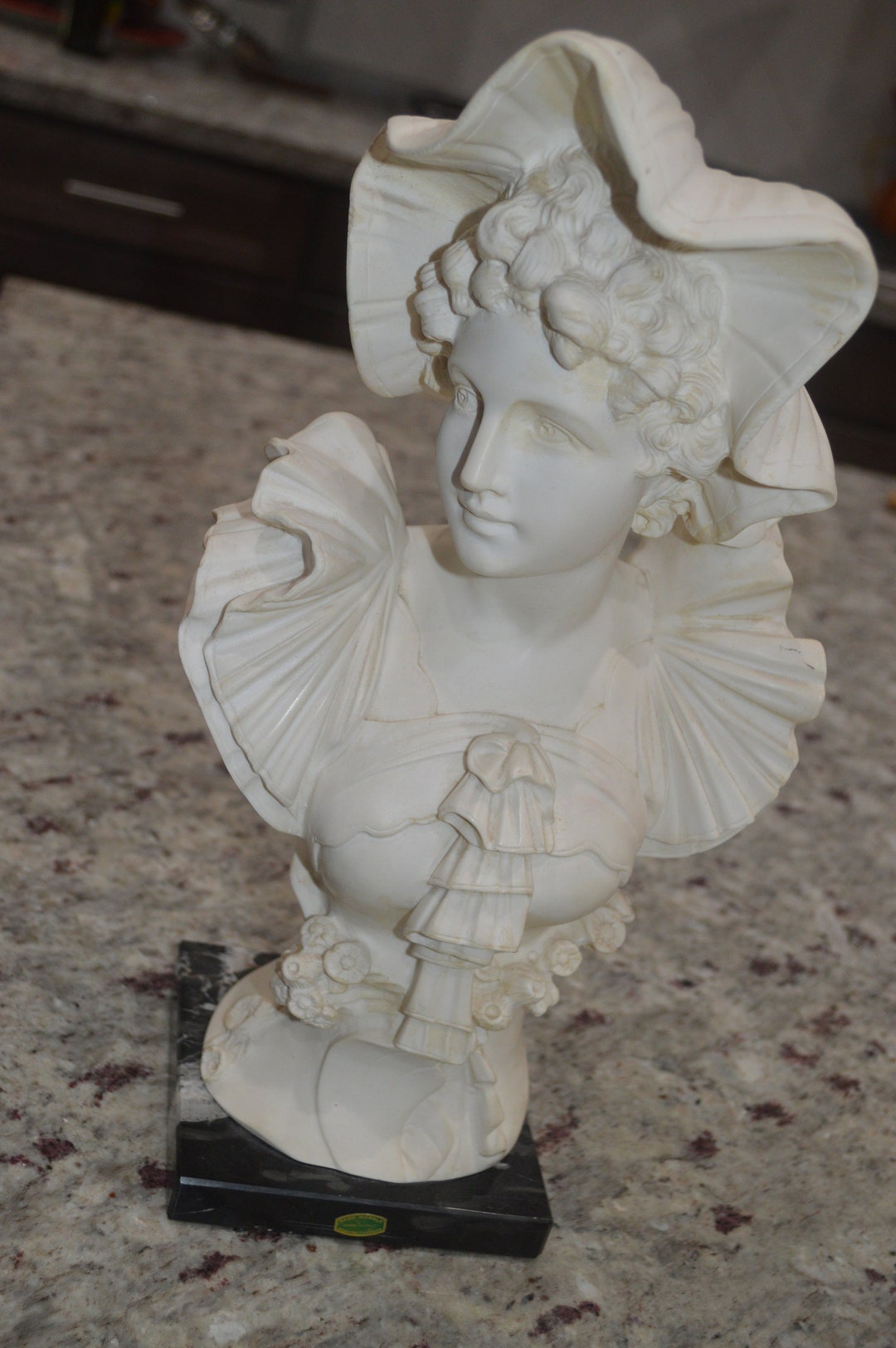 Vintage ITALIAN Lady Bust Chalkware Marble Base by Carrera, Heavy - Etsy