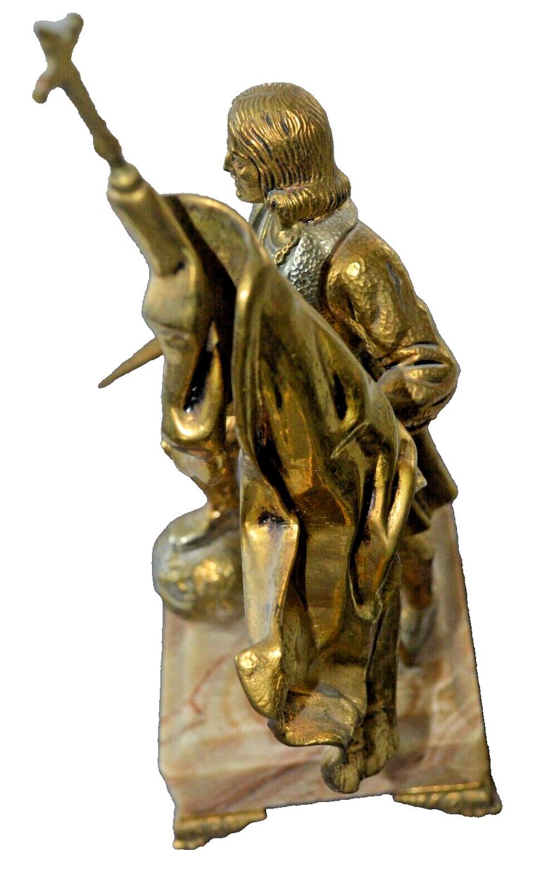 Bronzed Rare Conquistador Statue, Hand-made, Foot on Globe, Sword ...