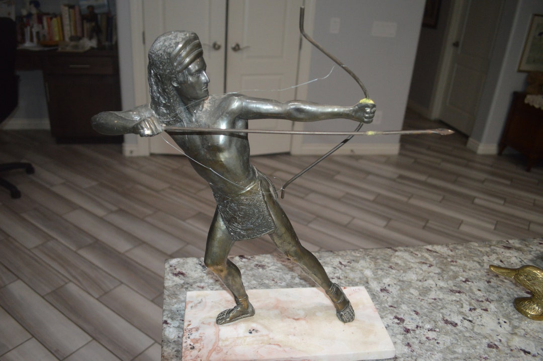 Antique Rare Bronze Warrior/archer on Marble Base, 18.5 Tall - Etsy