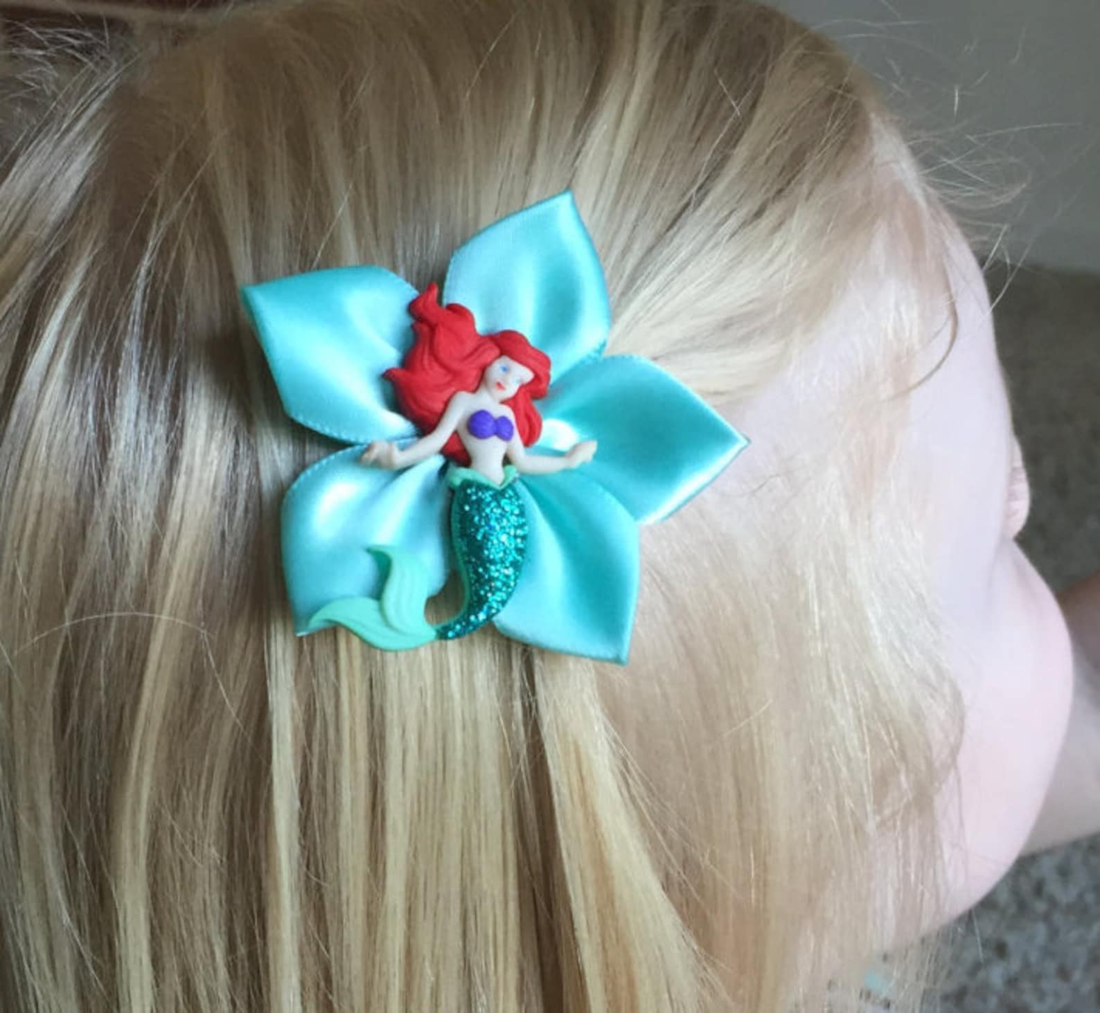 Disney's Ariel, the Little Mermaid Hair Clip/ Hair Bow, Sea Green ...